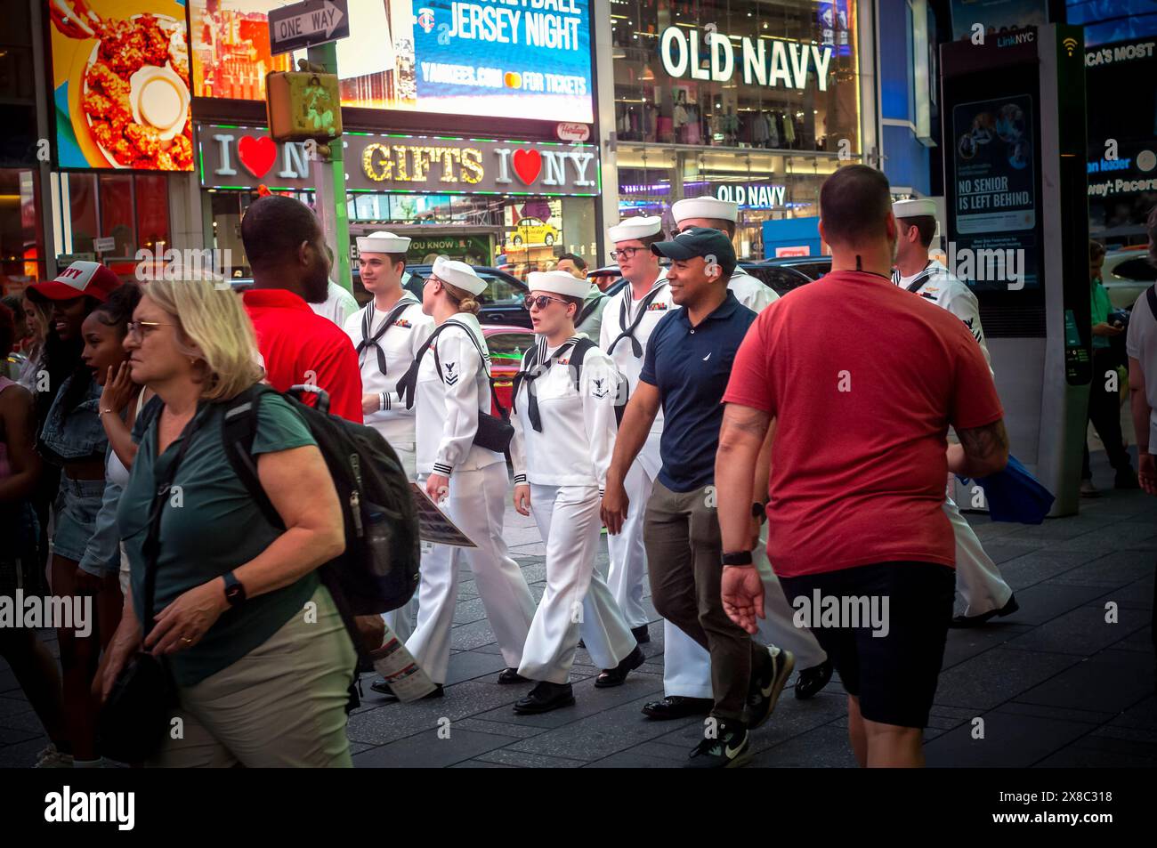 Sailors in town for Fleet Week in Times Square in New York on Wednesday ...