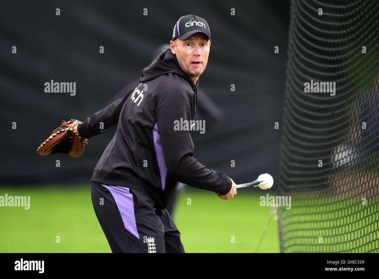 England coach Freddie Flintoff during a nets session at Edgbaston ...