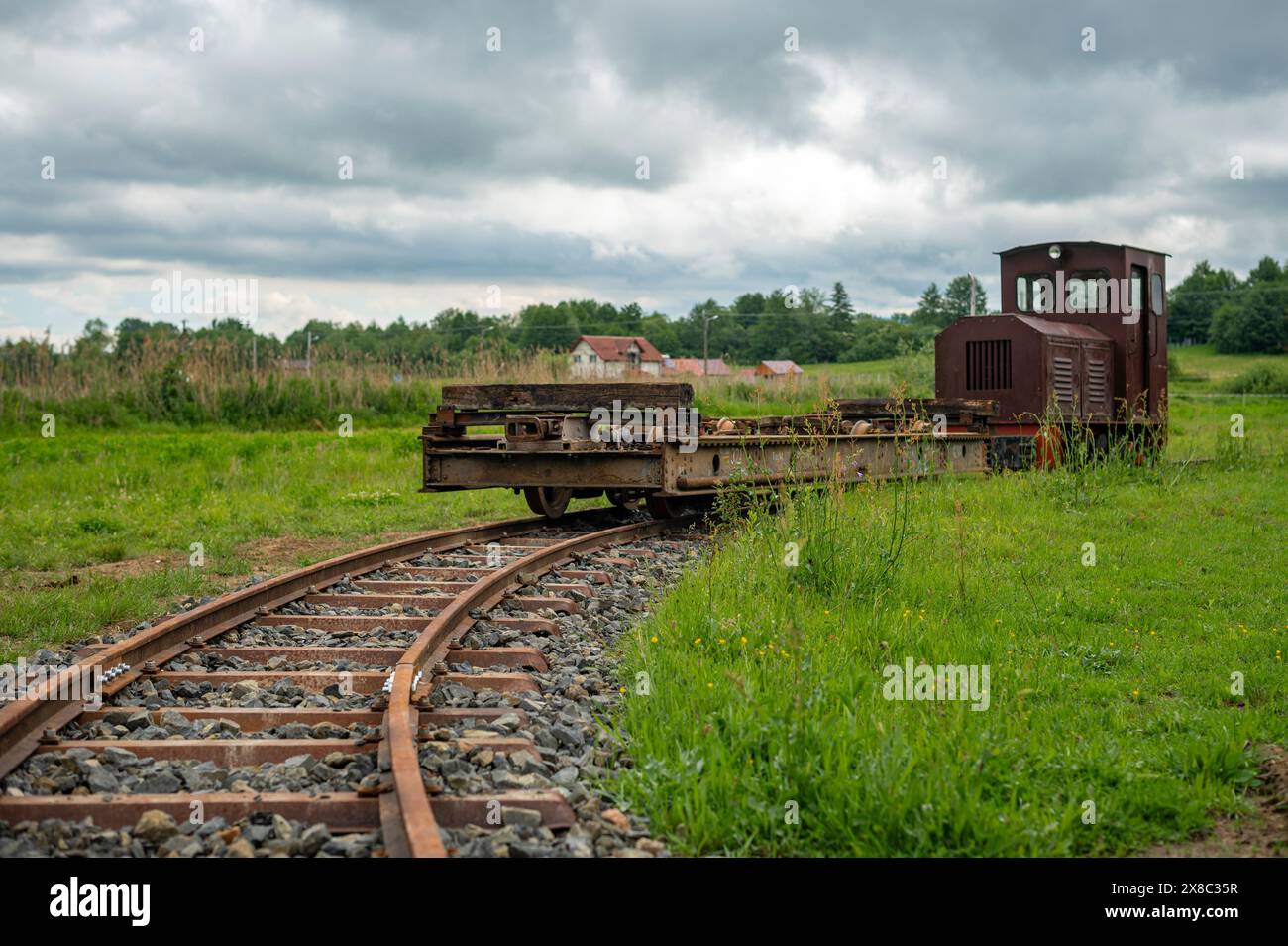 old and small hand-made diesel locomotive Stock Photo - Alamy