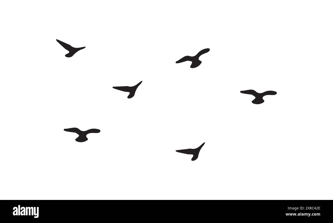 Flying birds drawing Stock Vector Images - Alamy