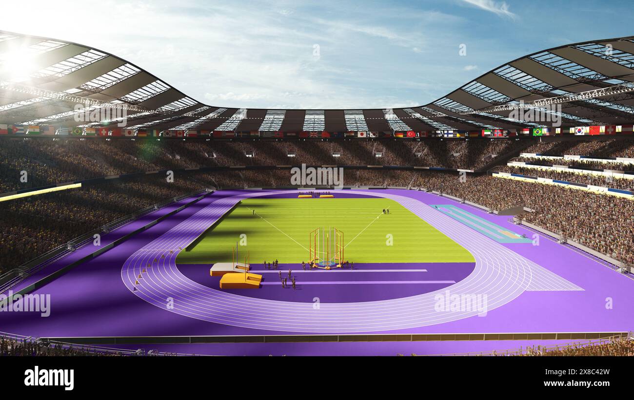 Open air stadium set for international sports competition. Sport das ...