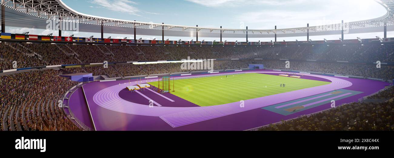 Aerial view of sport arena during major athletic event. Empty stadium ...