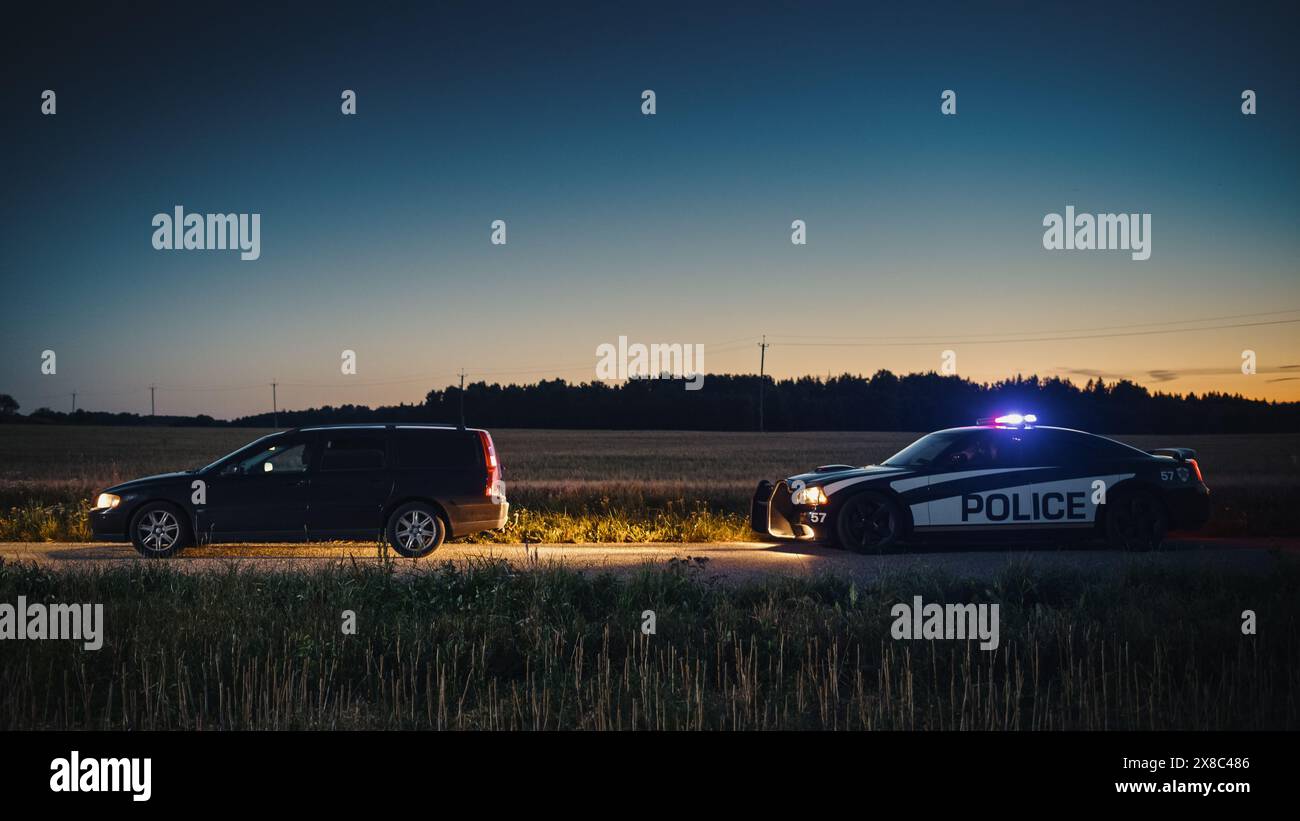 Police cars sunset not night hi-res stock photography and images - Alamy