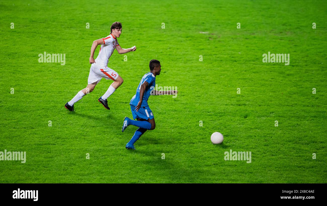 Professional Soccer Football Match Championship: Blue Team Players ...