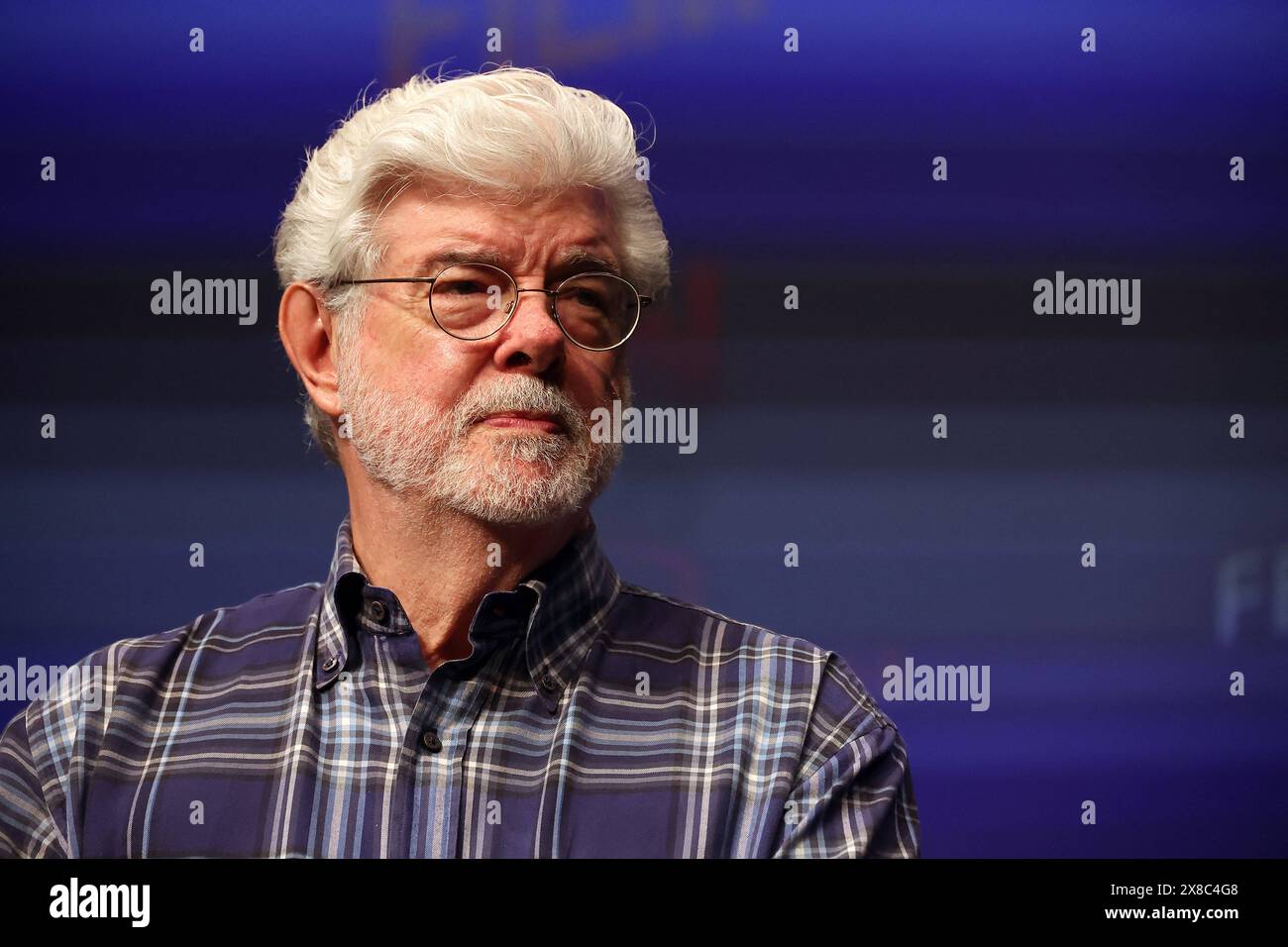 Cannes, France. 24th May, 2024. George Lucas speaks on stage at rendez ...