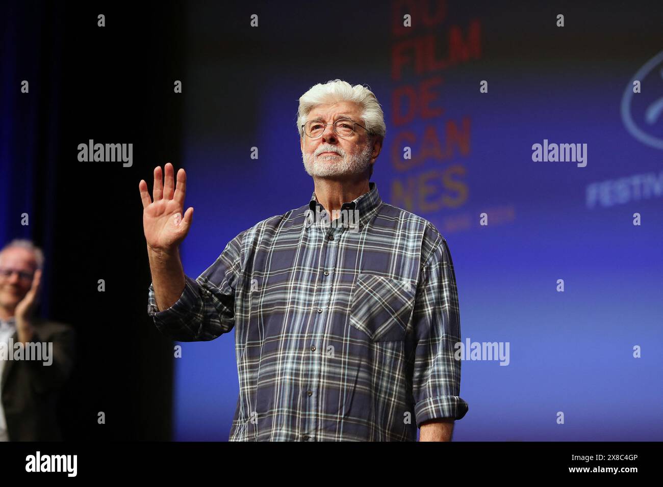 Cannes, France. 24th May, 2024. George Lucas speaks on stage at rendez ...