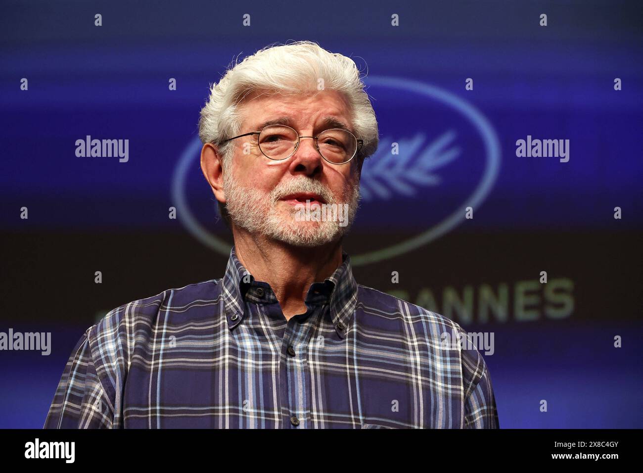 Cannes, France. 24th May, 2024. George Lucas speaks on stage at rendez ...