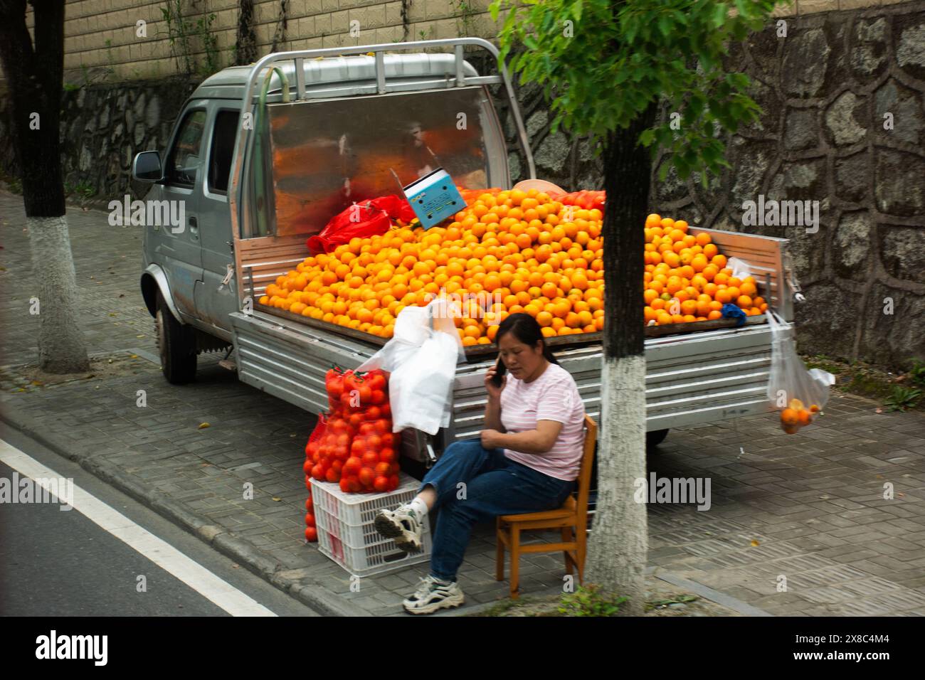 Life lifestyle traditional chinese people hawker stall on truck car ...