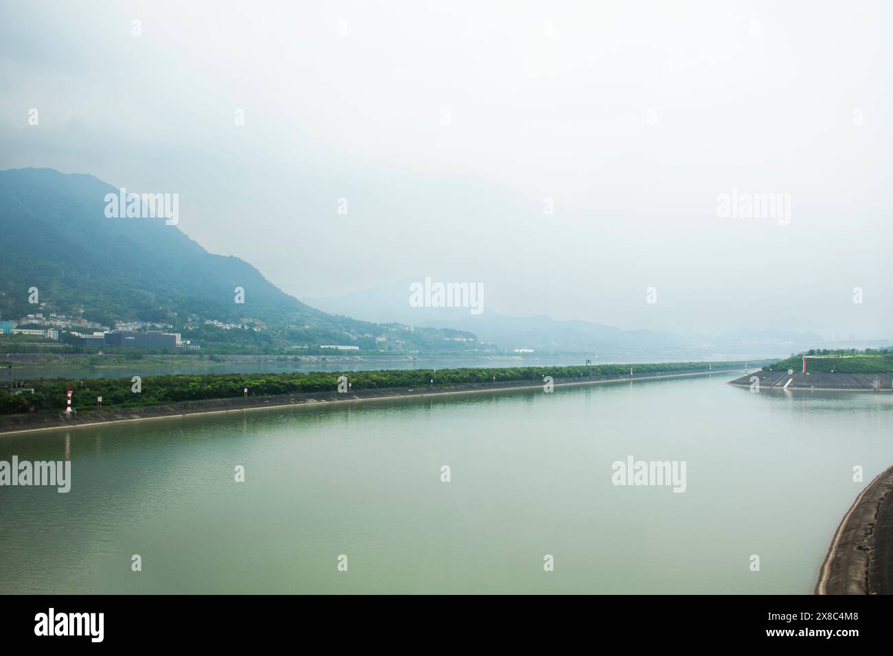 View landscape cityscape Yiling city and yangtze or Chang Jiang river ...