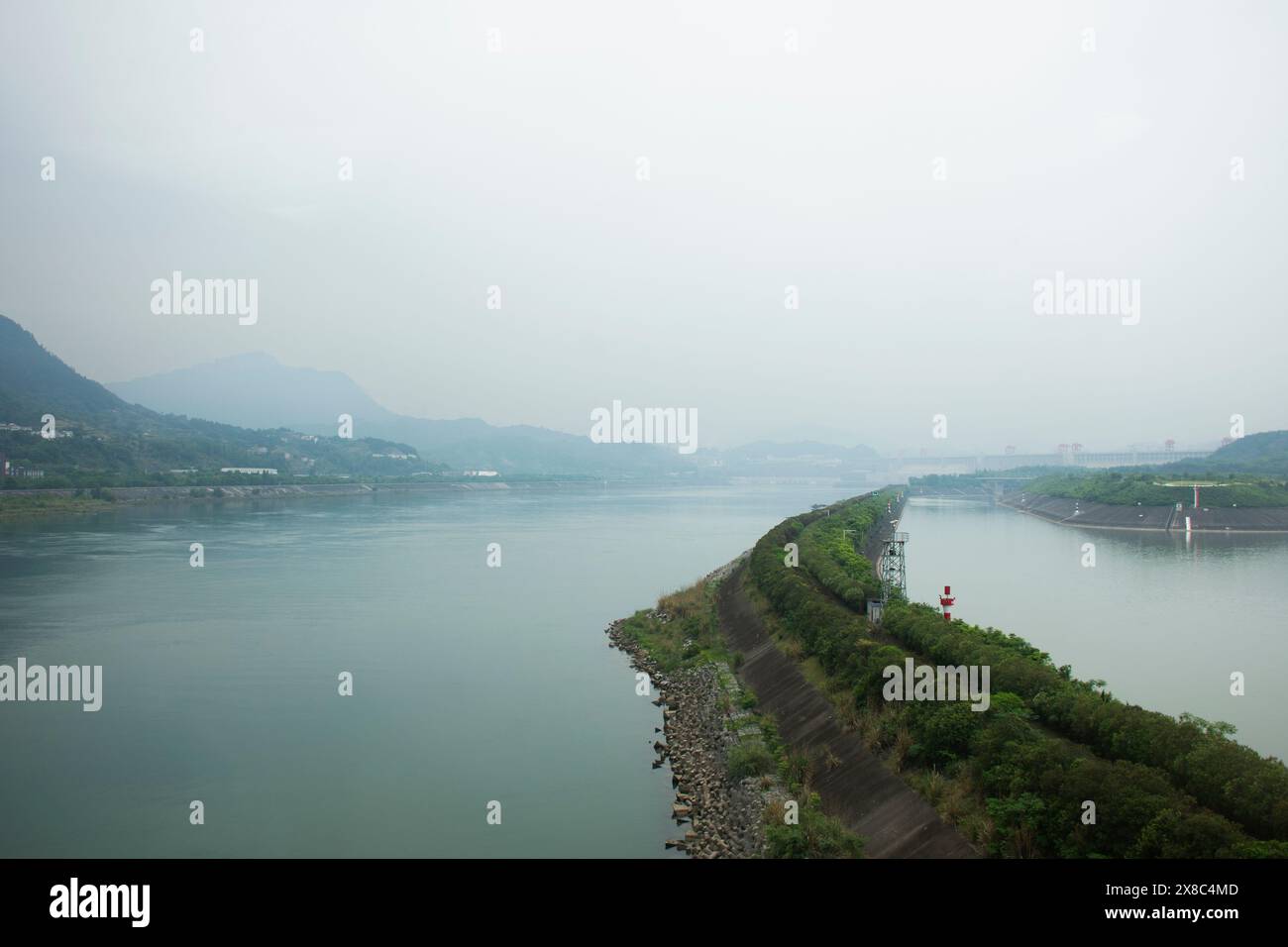 View landscape cityscape Yiling city and yangtze or Chang Jiang river ...