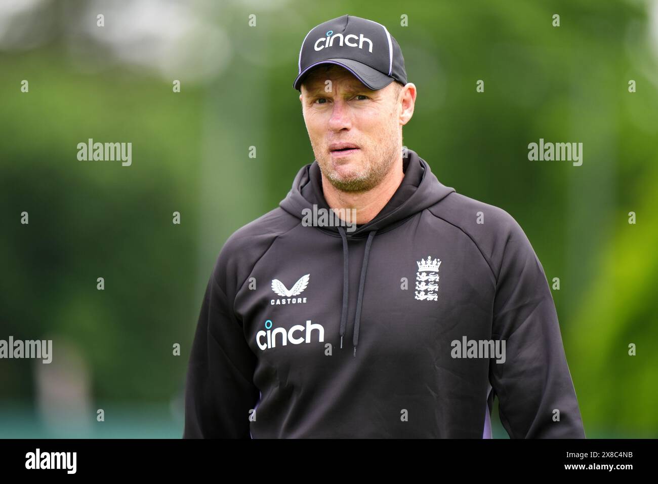 England coach Freddie Flintoff during a nets session at Edgbaston ...