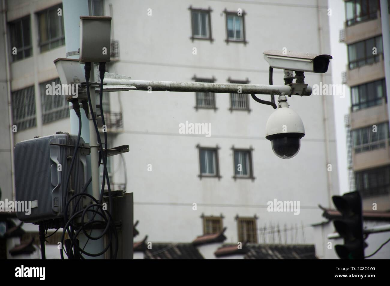 Closed Circuit Camera Television or CCTV in public space area for safe ...