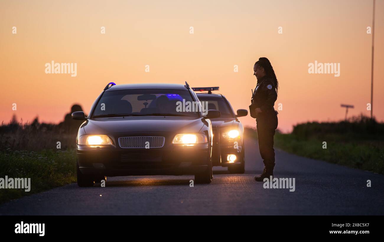 Highway Traffic Patrol Car Pull over, routine Check, Road Inspection ... Highway Traffic Patrol Car Pull over, routine Check, Road Inspection ...