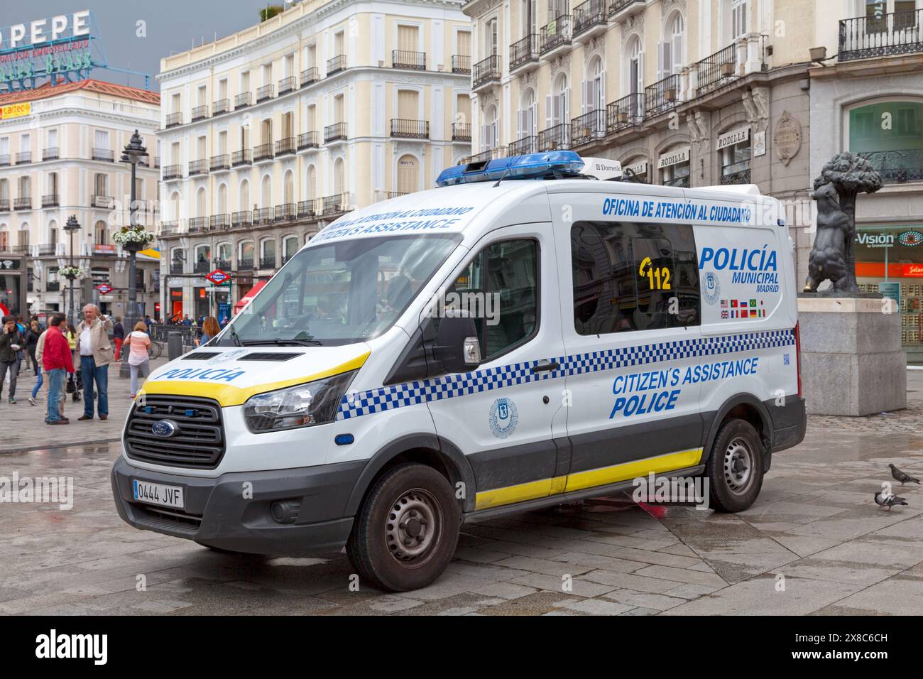 Madrid, Spain - June 06 2018: A white police van from the Municipal ...