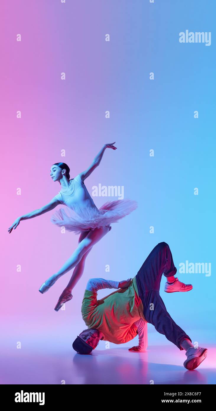 Ballet and Beats. Elegant young girl, ballerina dancing ballet with ...