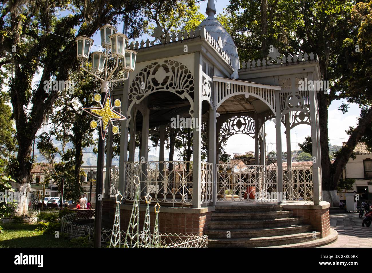 SALAMINA, COLOMBIA - JANUARY 14, 2024: Central square of the heritage ...