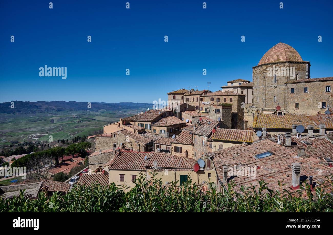 view from Volterra into valley, Tuscany, Italy Stock Photo - Alamy