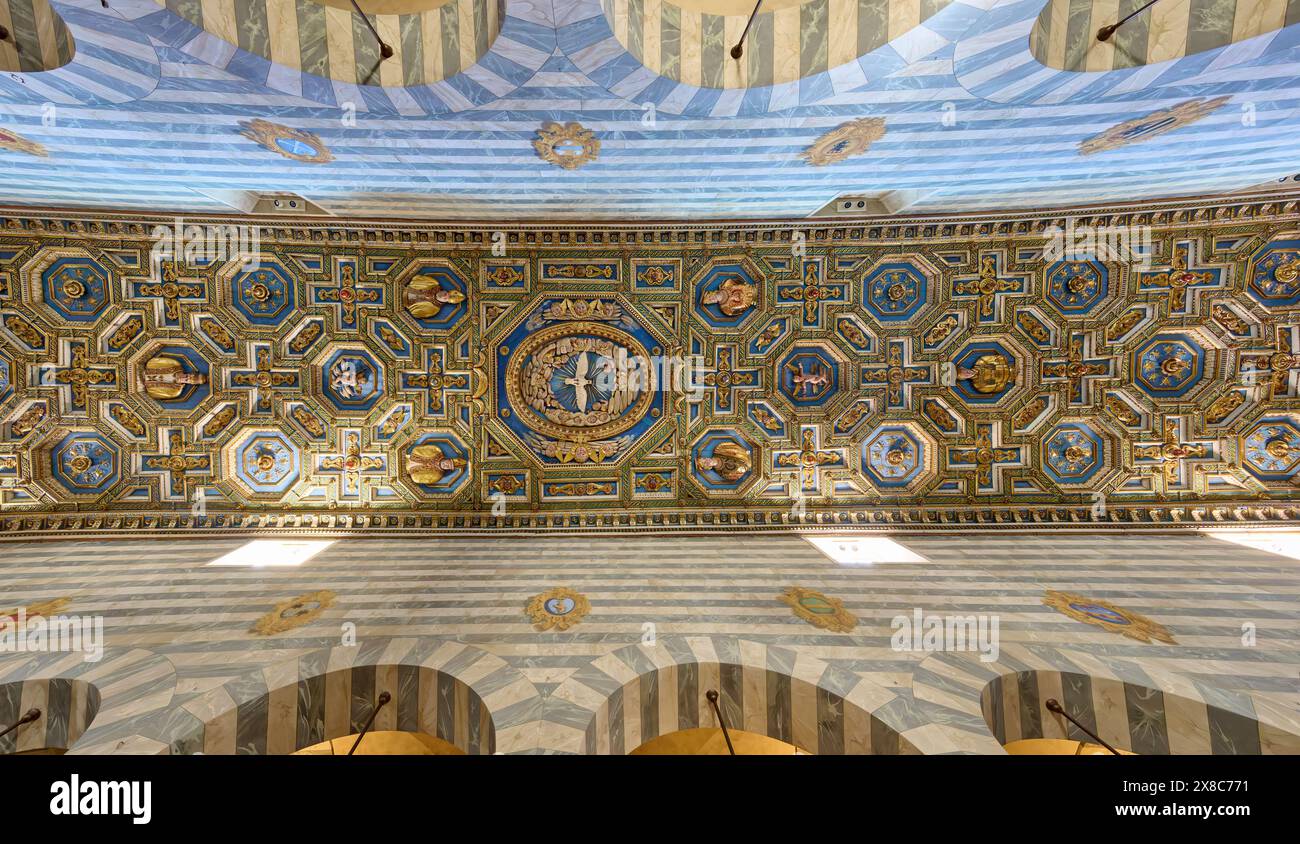 interior shot with ceiling of Volterra Cathedral, dedicated to the ...