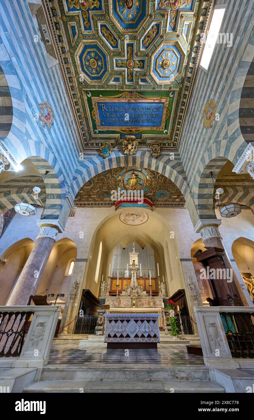 interior shot of Volterra Cathedral, dedicated to the Assumption of the ...