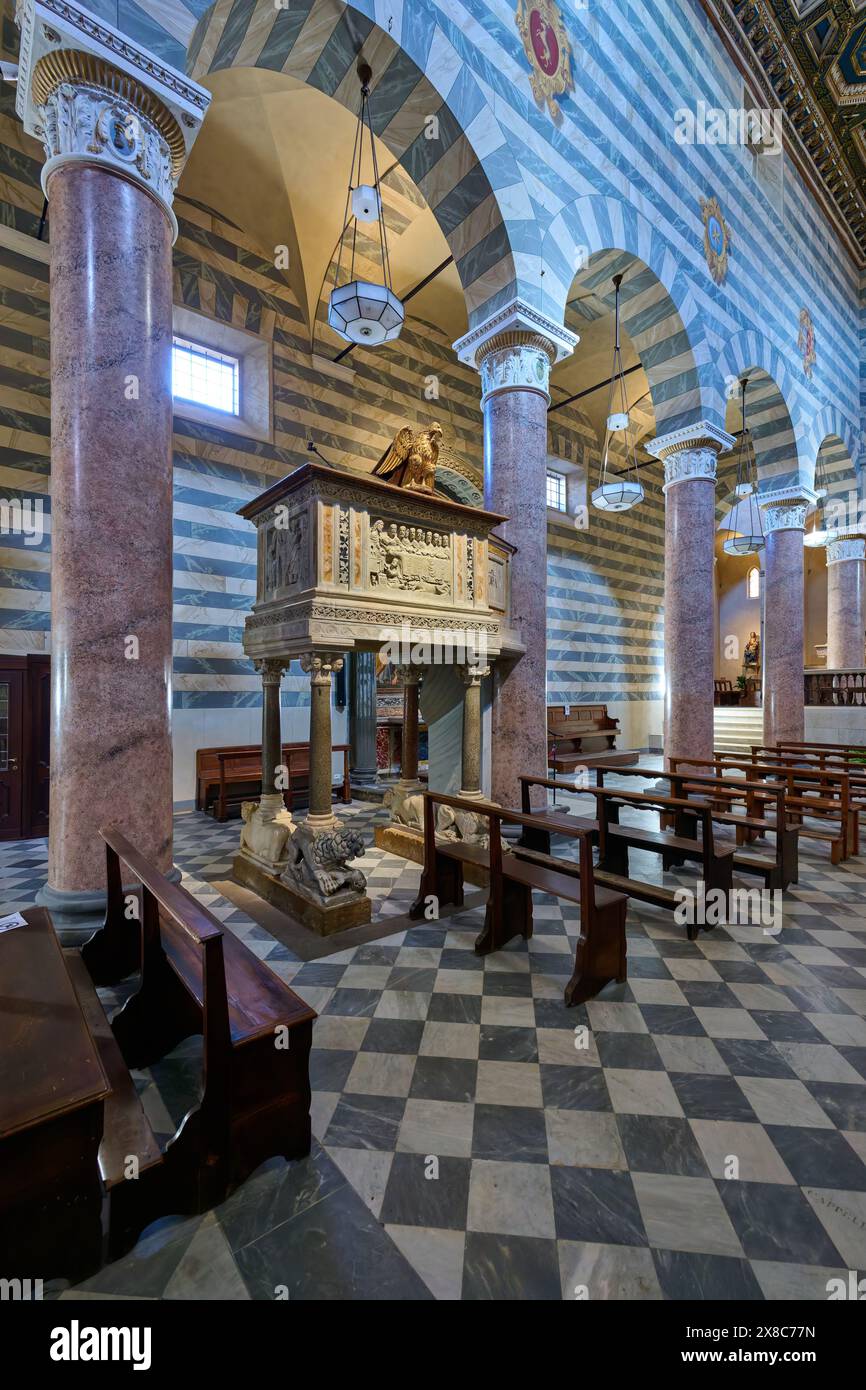interior shot of Volterra Cathedral, dedicated to the Assumption of the ...