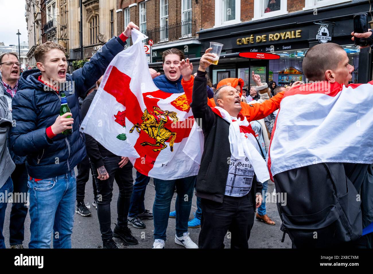 English People Singing and Waving Flags At St George's Day Celebrations ...