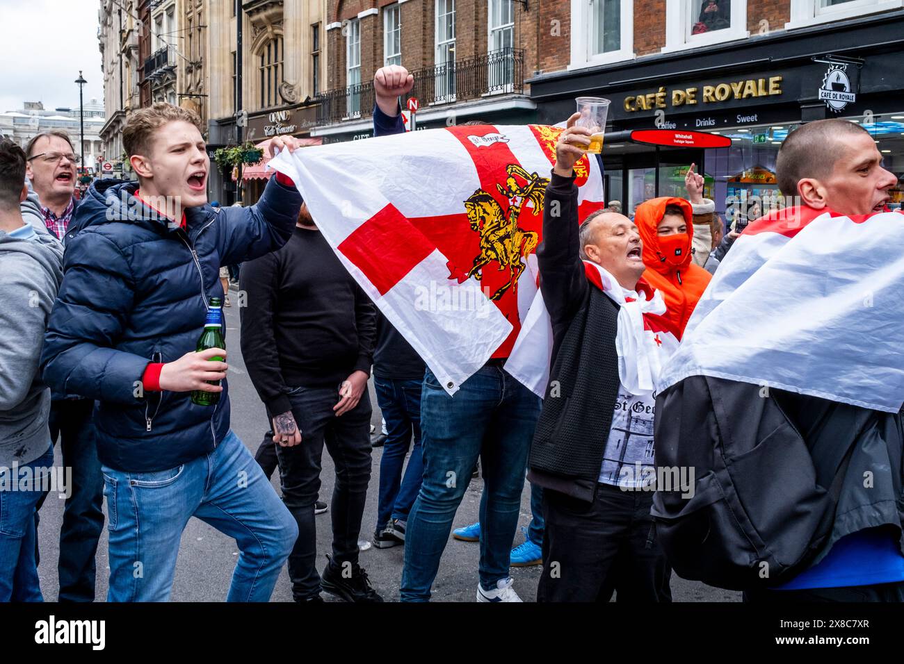 English People Singing and Waving Flags At St George's Day Celebrations ...