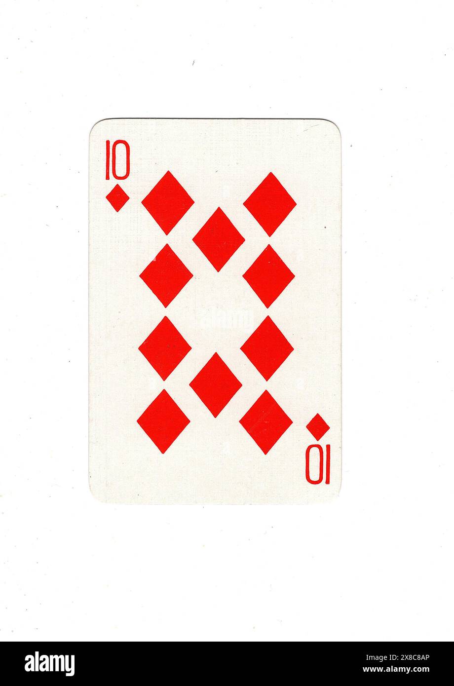 A vintage ten of diamonds playing card isolated on a white background ...