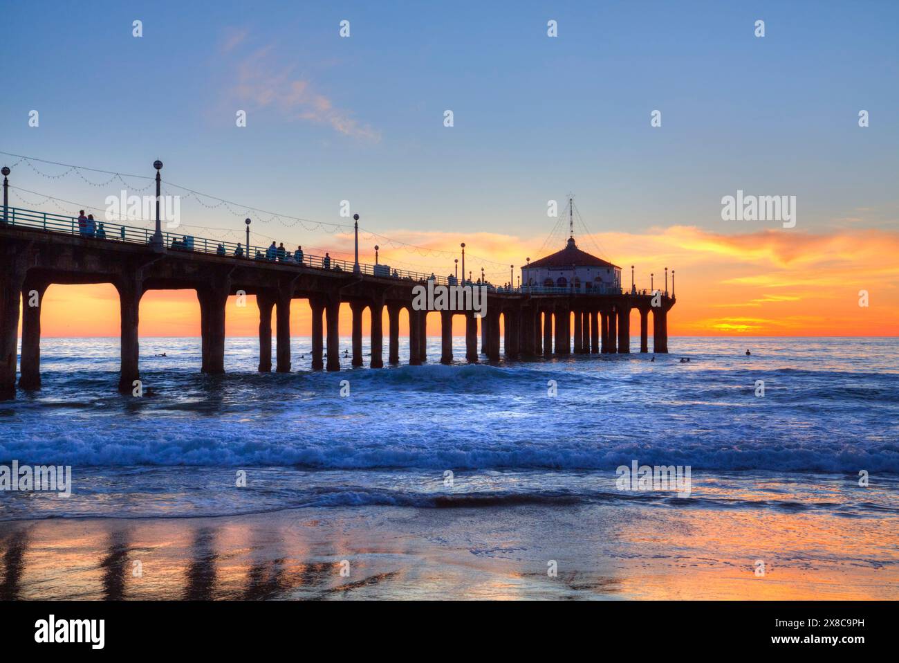 Manhattan Beach Pier, Sunset, Completed 1920, Roundhouse Marine Studies ...