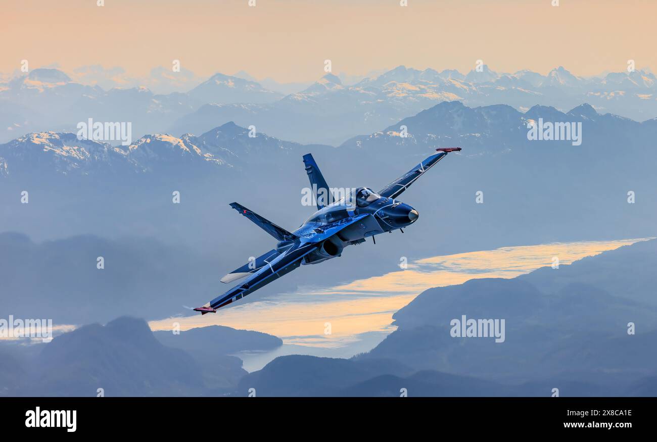 Royal Canadian Air Force CF-18 Demo Jet over the mountains of British ...