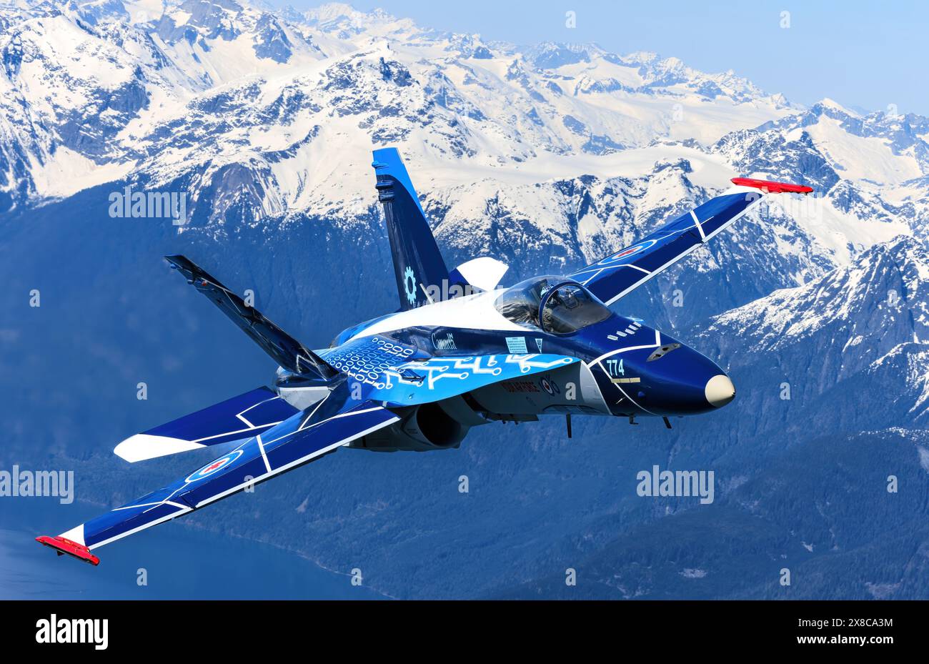 Royal Canadian Air Force CF-18 Demo Jet over the mountains of British ...