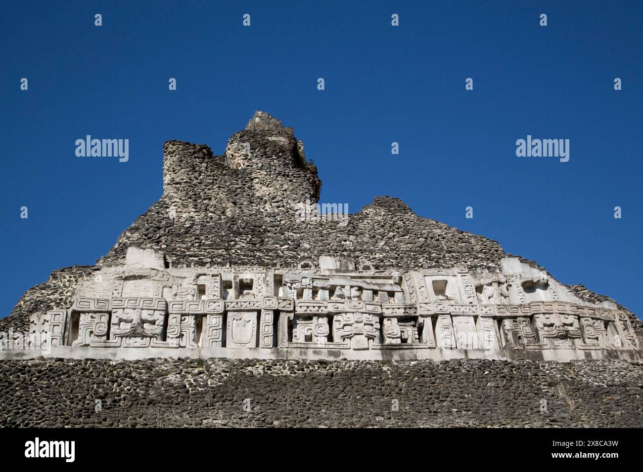 Stucco Frieze, Castillo, Xunantunich Mayan Ruins, outside San Ignacio ...