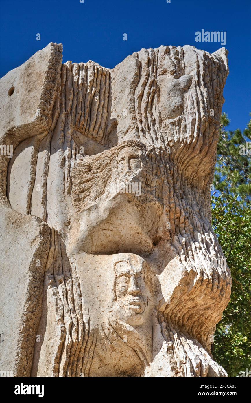 Stone Caved Memorial of Moses, Mt Nebo, Jordan Stock Photo - Alamy
