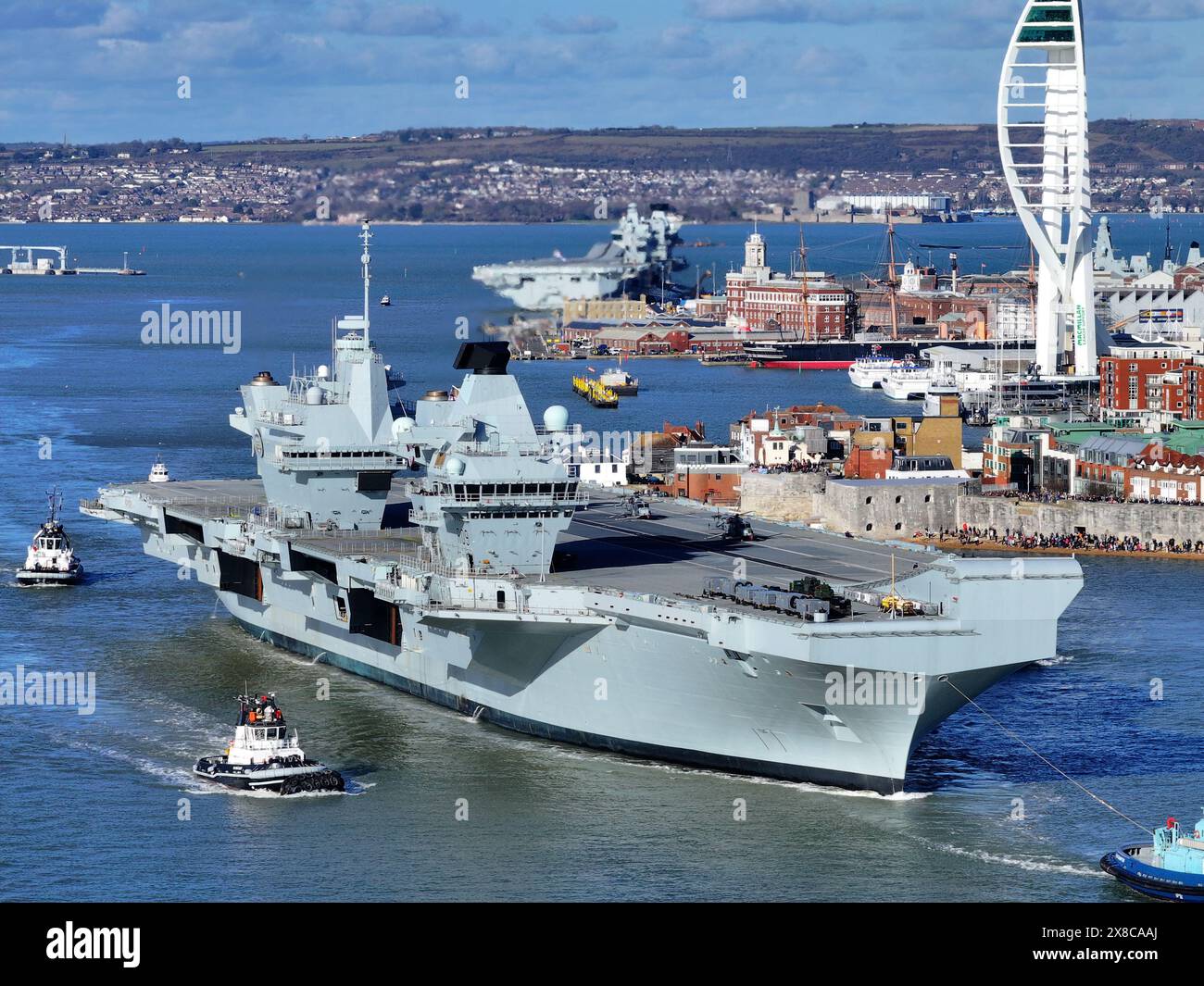 HMS Prince of Wales R09 departs Portsmouth Naval Base for operation ...