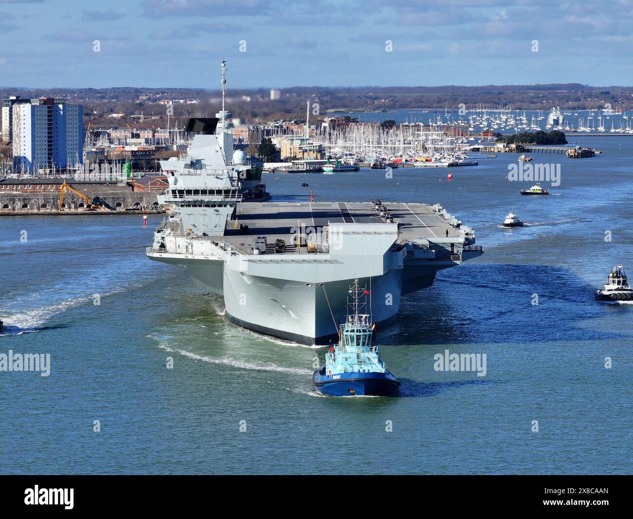 HMS Prince of Wales R09 departs Portsmouth Naval Base for operation ...