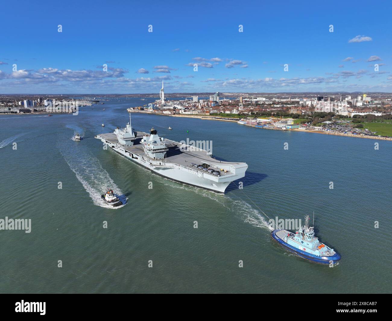 HMS Prince of Wales R09 departs Portsmouth Naval Base for operation ...