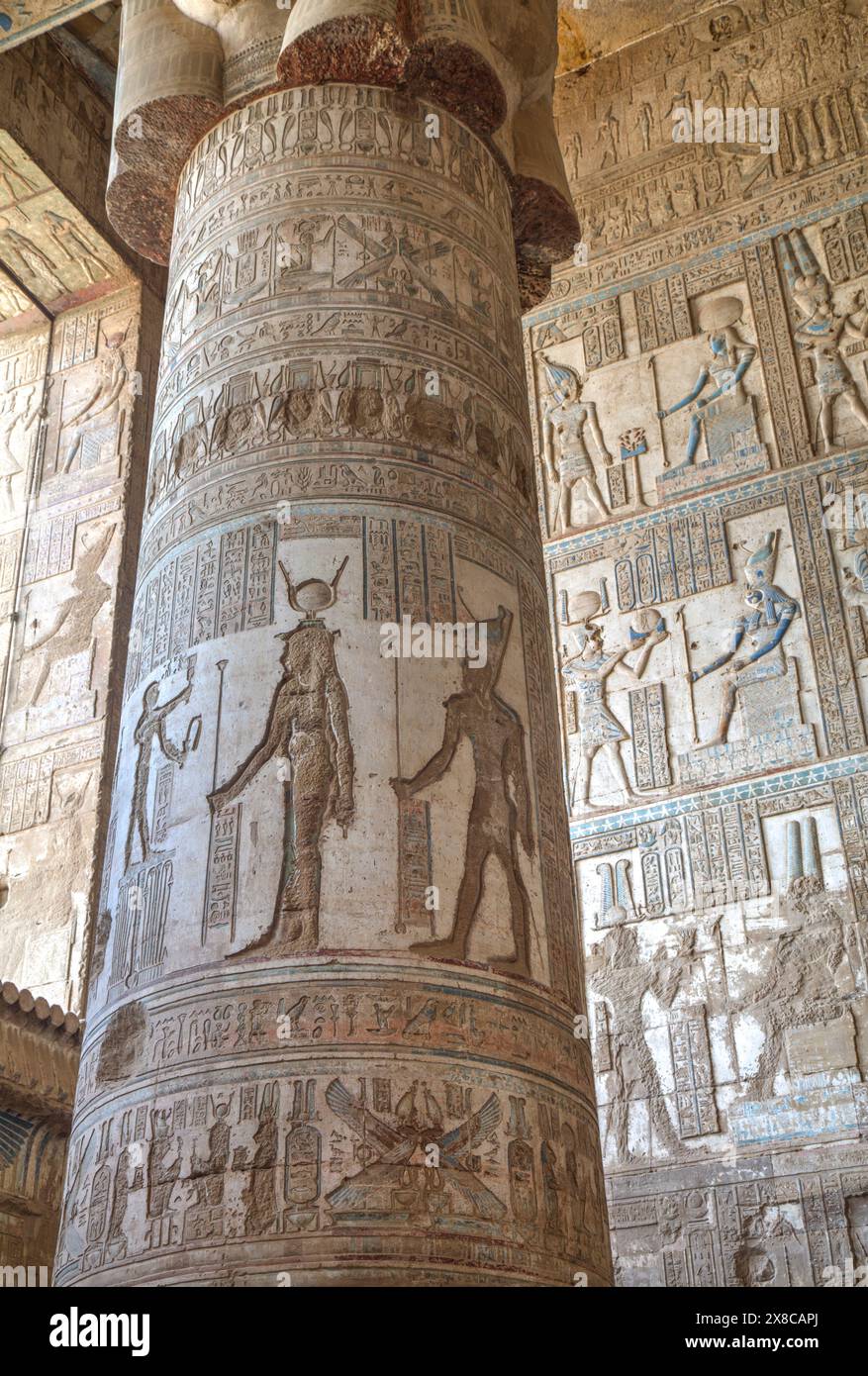 Hathor-headed Columns, Hypostyle Hall, Temple of Hathor, Dendera, Egypt ...