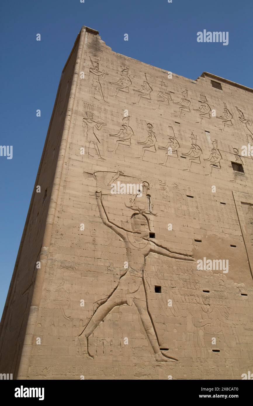 Relief Depicting the Pharaoh Slaying Enemies, Pylon, Temple of Horus ...
