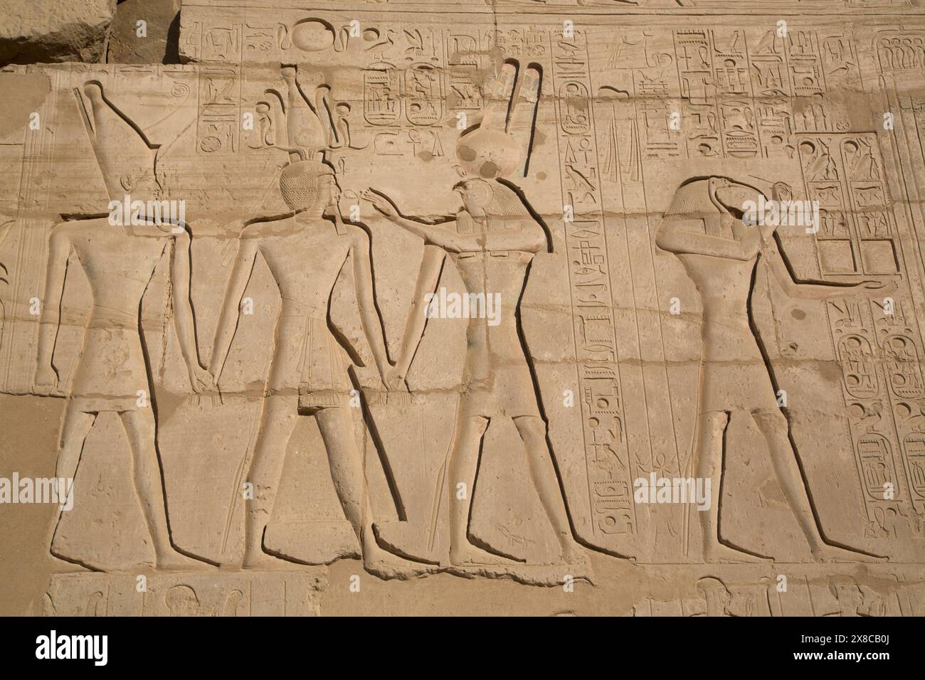 Relief of Ramses II with Egyptian Gods, The Ramesseum, Luxor, West Bank ...