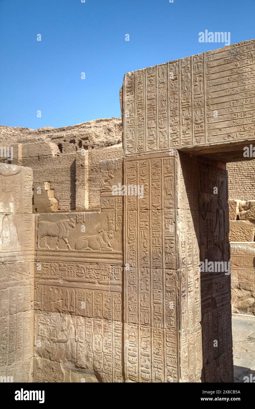 Bas-reliefs and Hieroglyphs on Doorway, Temple of Haroeris and Sobek ...
