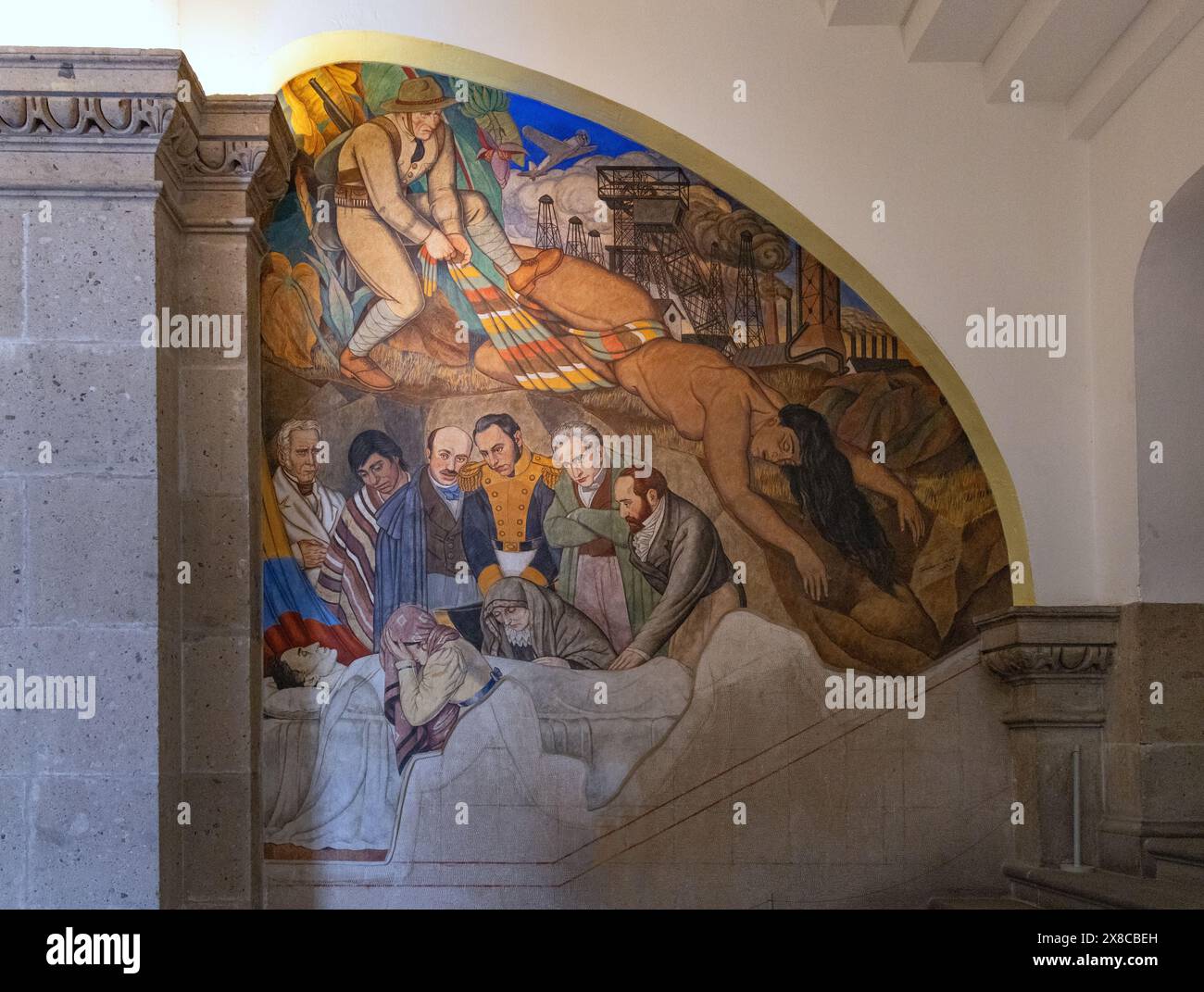 Mural by Fernando Leal, "The Death of Simon Bolivar"; Mexican Muralism ...