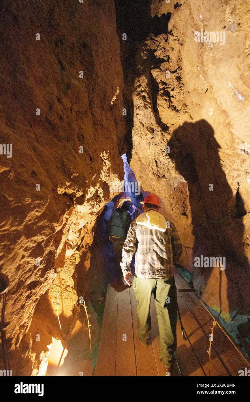 Visitors in Ojuela Mine - a small mine open to tourists in the disused ...