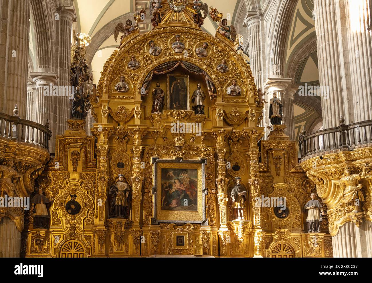 Mexico City Cathedral interior; The ornate Altar of Forgiveness; Roman ...