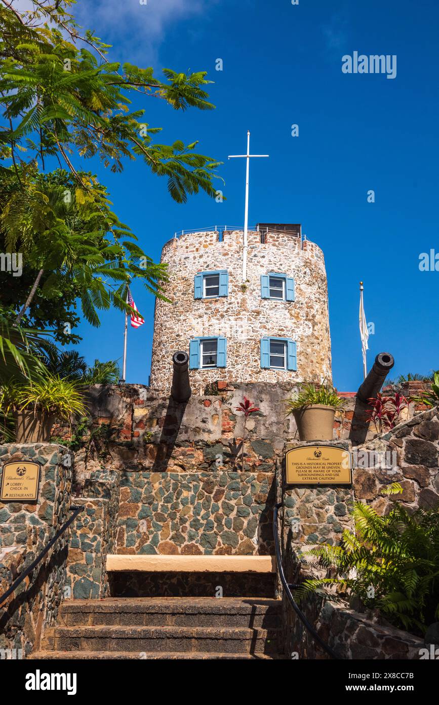 St. Thomas, US Virgin Islands - September 11, 2016: Historic tower at ...