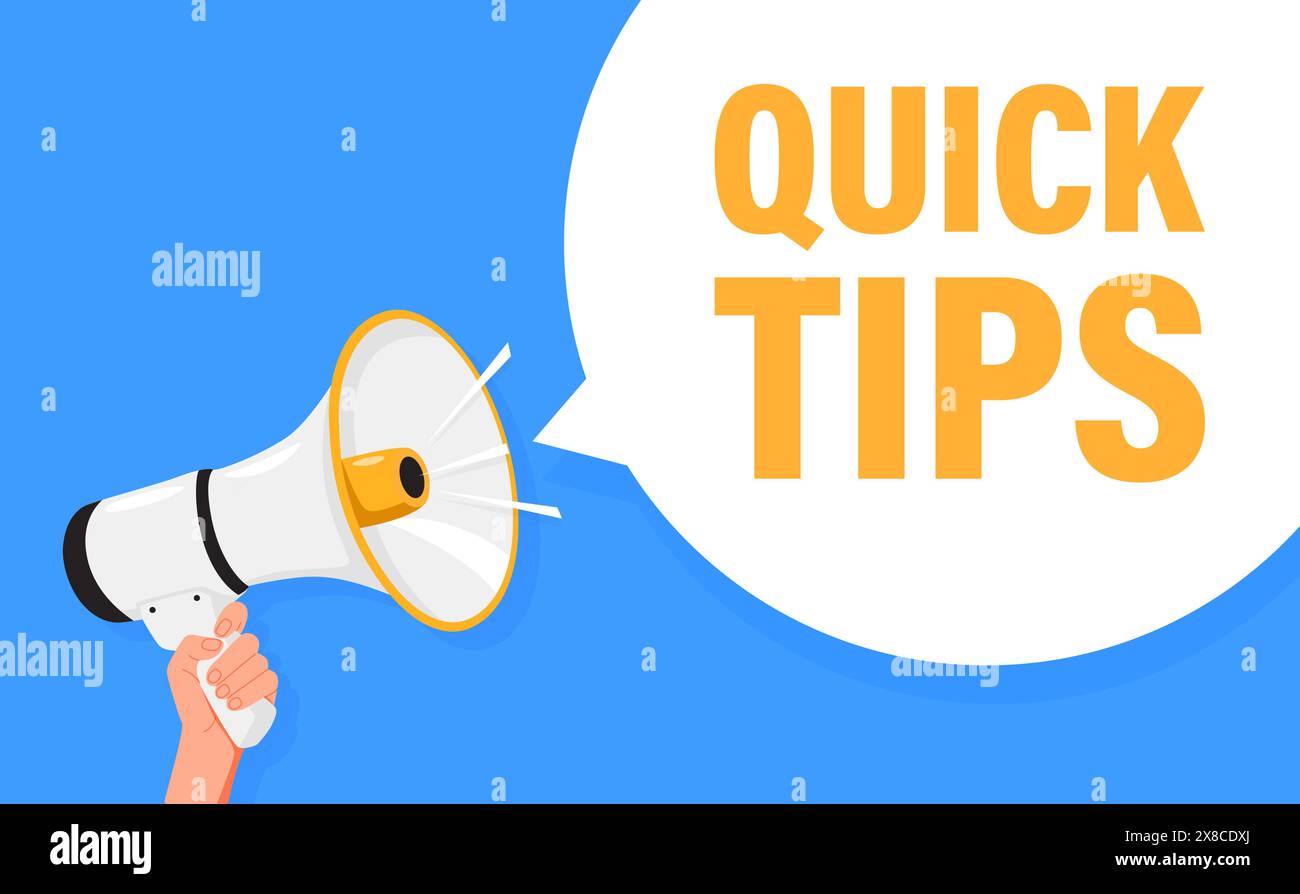 Quick tips. Hand hold megaphone speaker for announce. Attention please ...