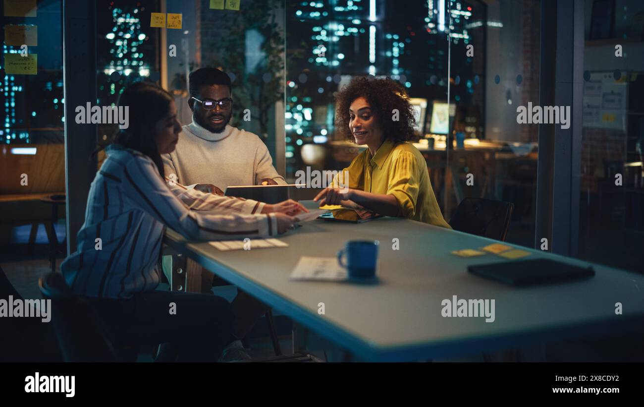 Excited Diverse Team Celebrating a Corporate Win, High Five Each Other ...