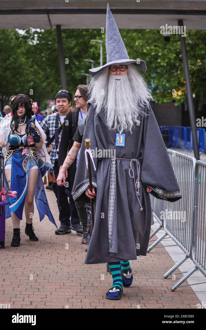 London, UK. 24th May, 2024. A man in Dumbledore outfit. MCM Comic Con ...