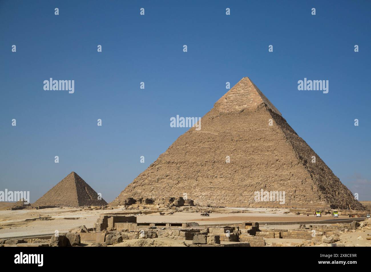 Pyramid of Chephren (foreground), The Giza Pyramids, Giza, Egypt Stock ...