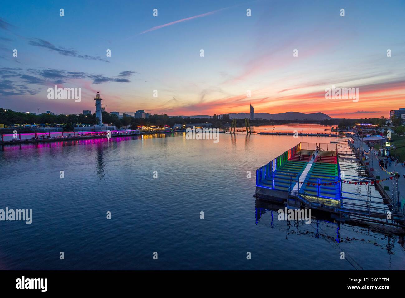 Vienna: river Donau (Danube), Copa Beach restaurant and entertainment ...