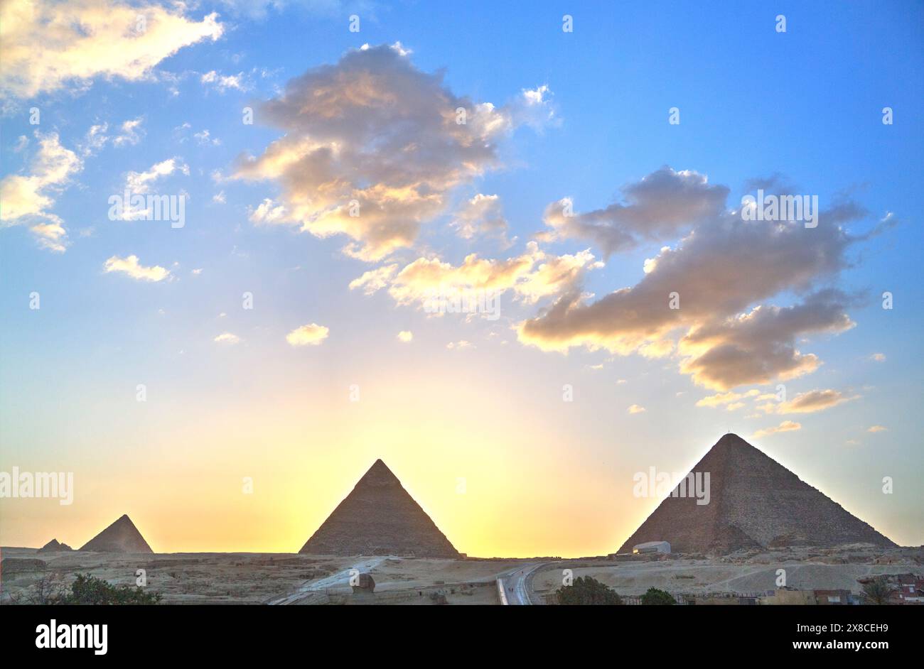 Sunset, The Pyramids of Giza, Giza, Egypt Stock Photo - Alamy