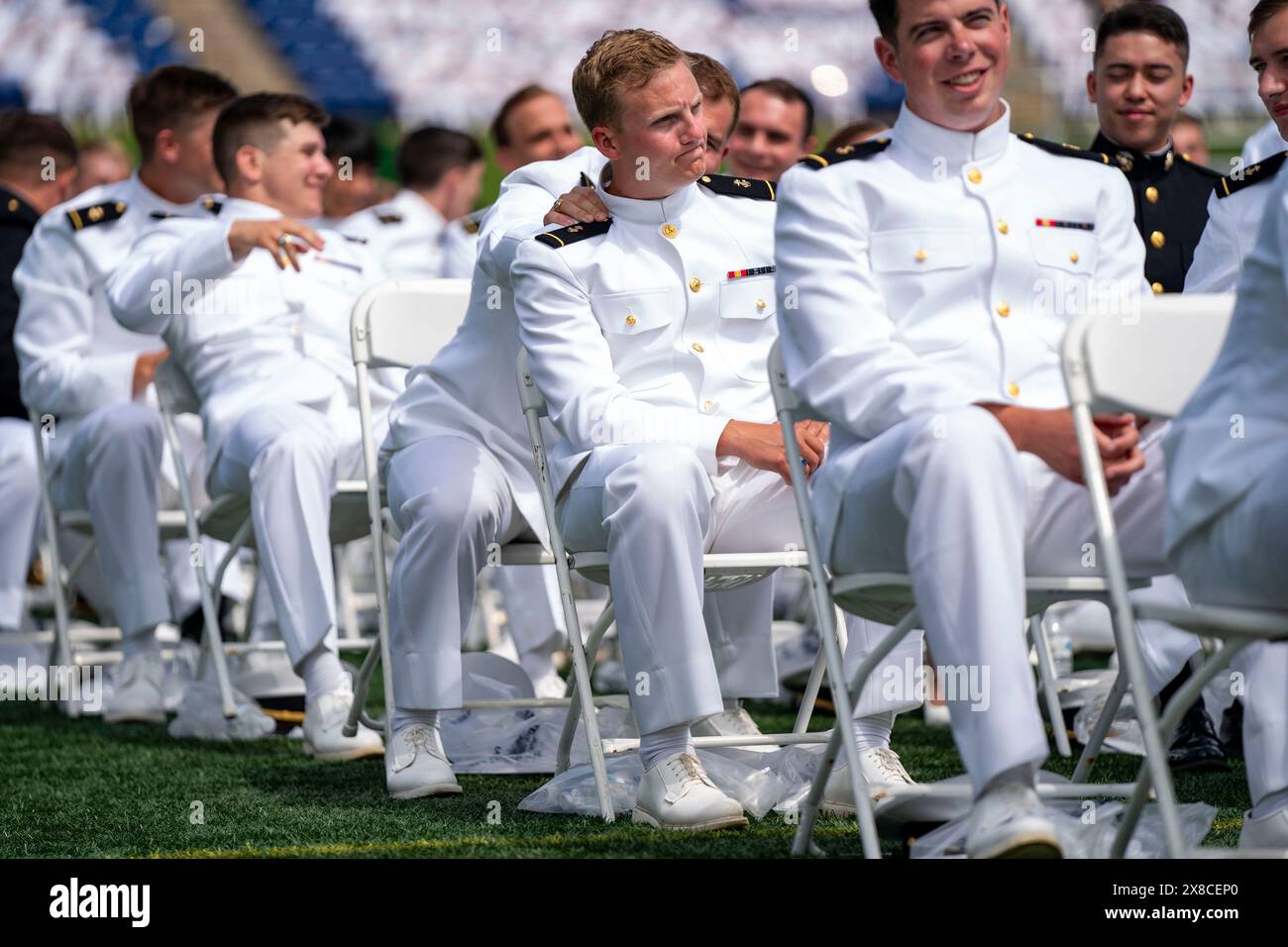Annapolis, United States. 24th May, 2024. A midshipmen congratulations ...